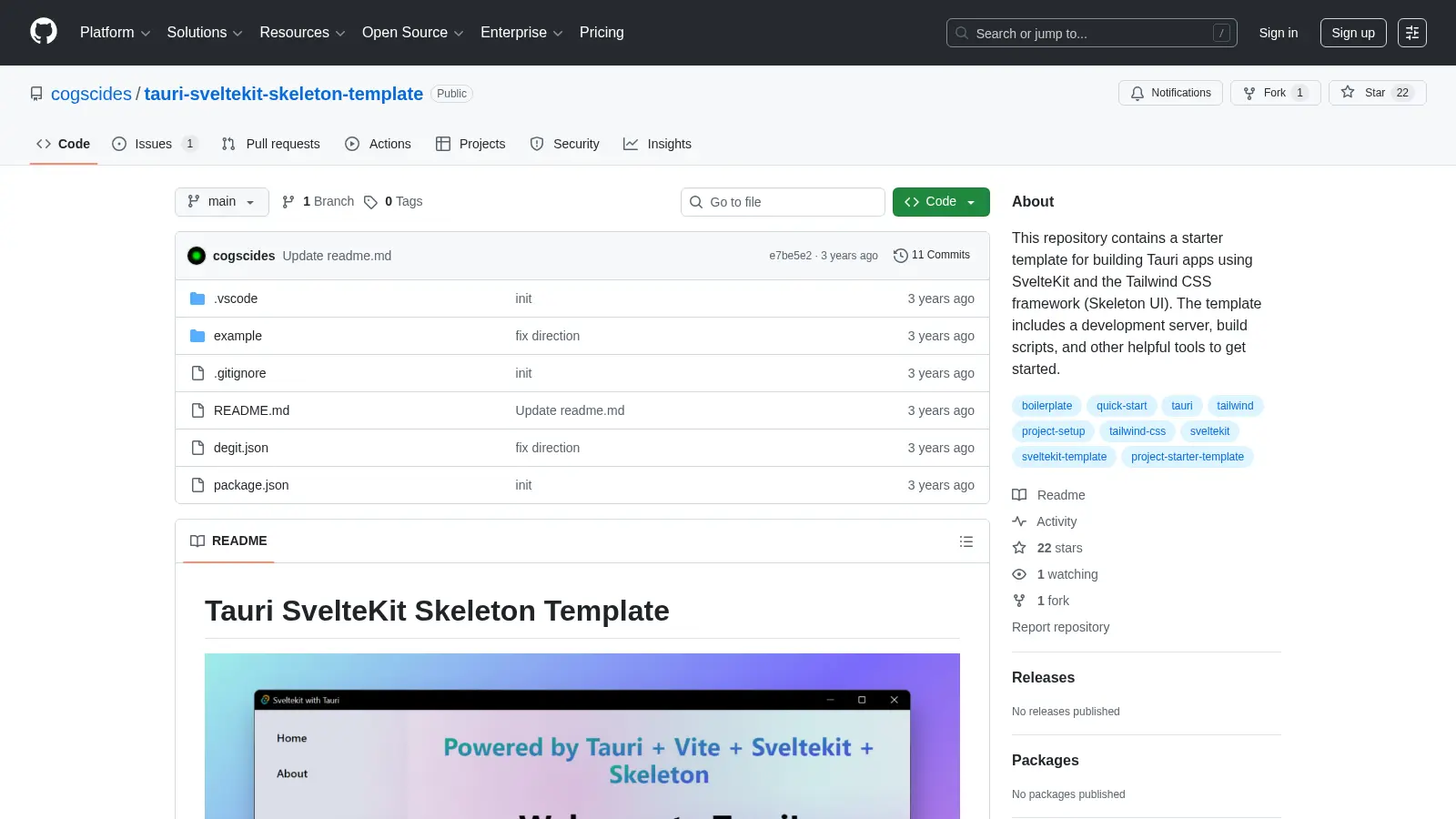 Tauri Sveltekit Skeleton Template | Starter Index